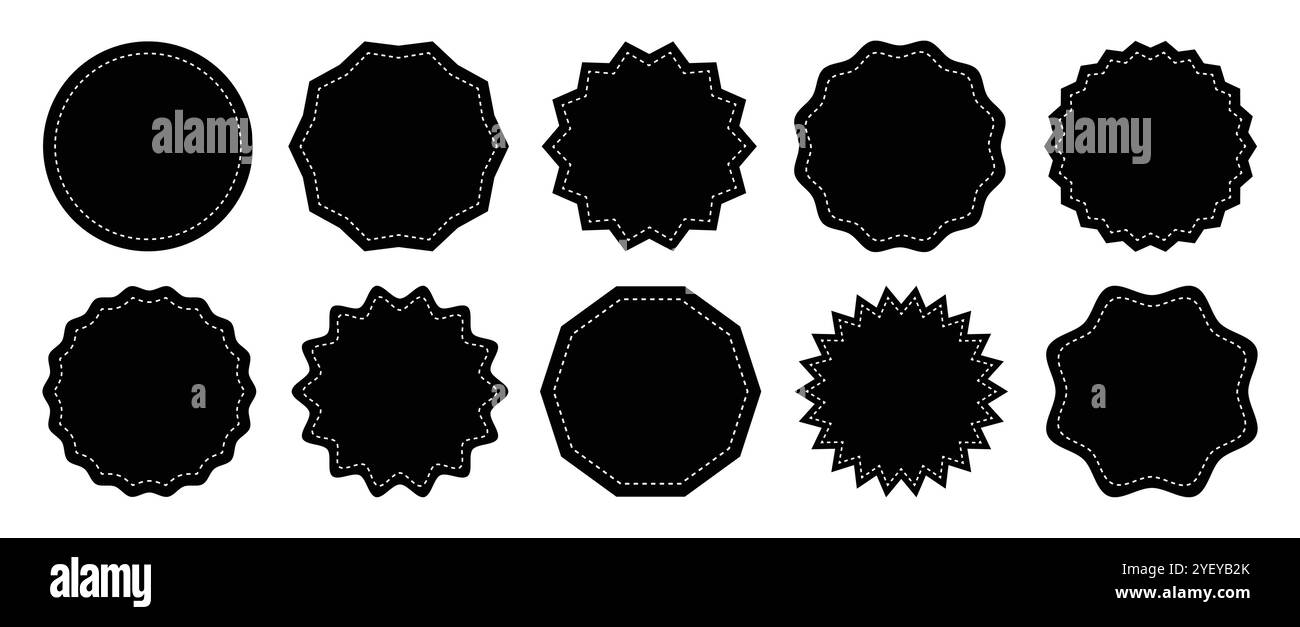 Collection circle postage stamps. Round stamp sticker vector icon set ...