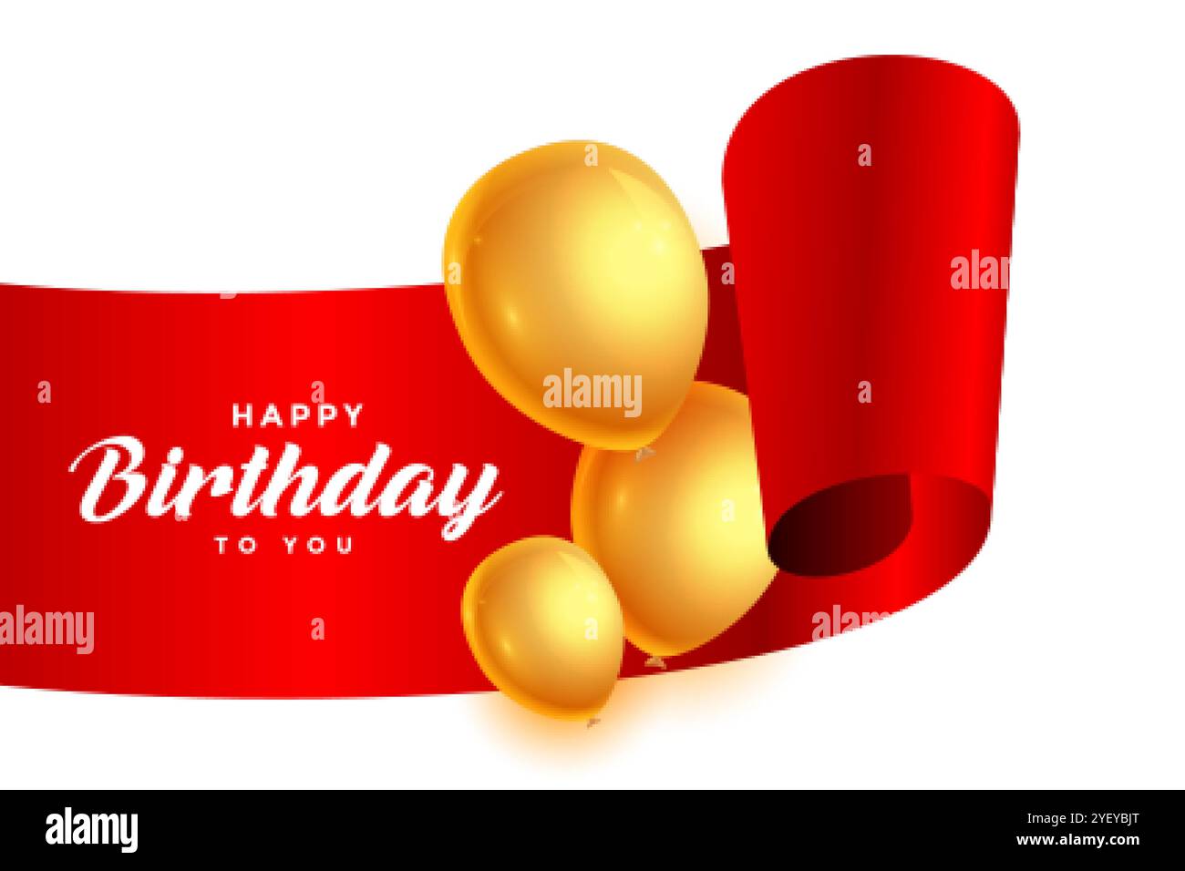 happy birthday ribbon with golden balloons background Stock Vector ...