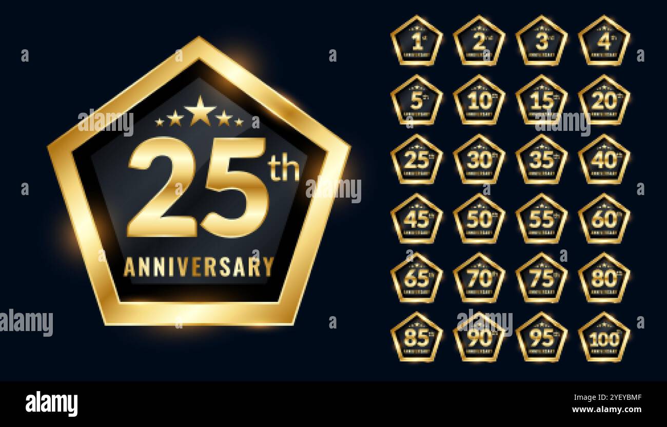 anniversary labels set in premium emblem style design Stock Vector ...