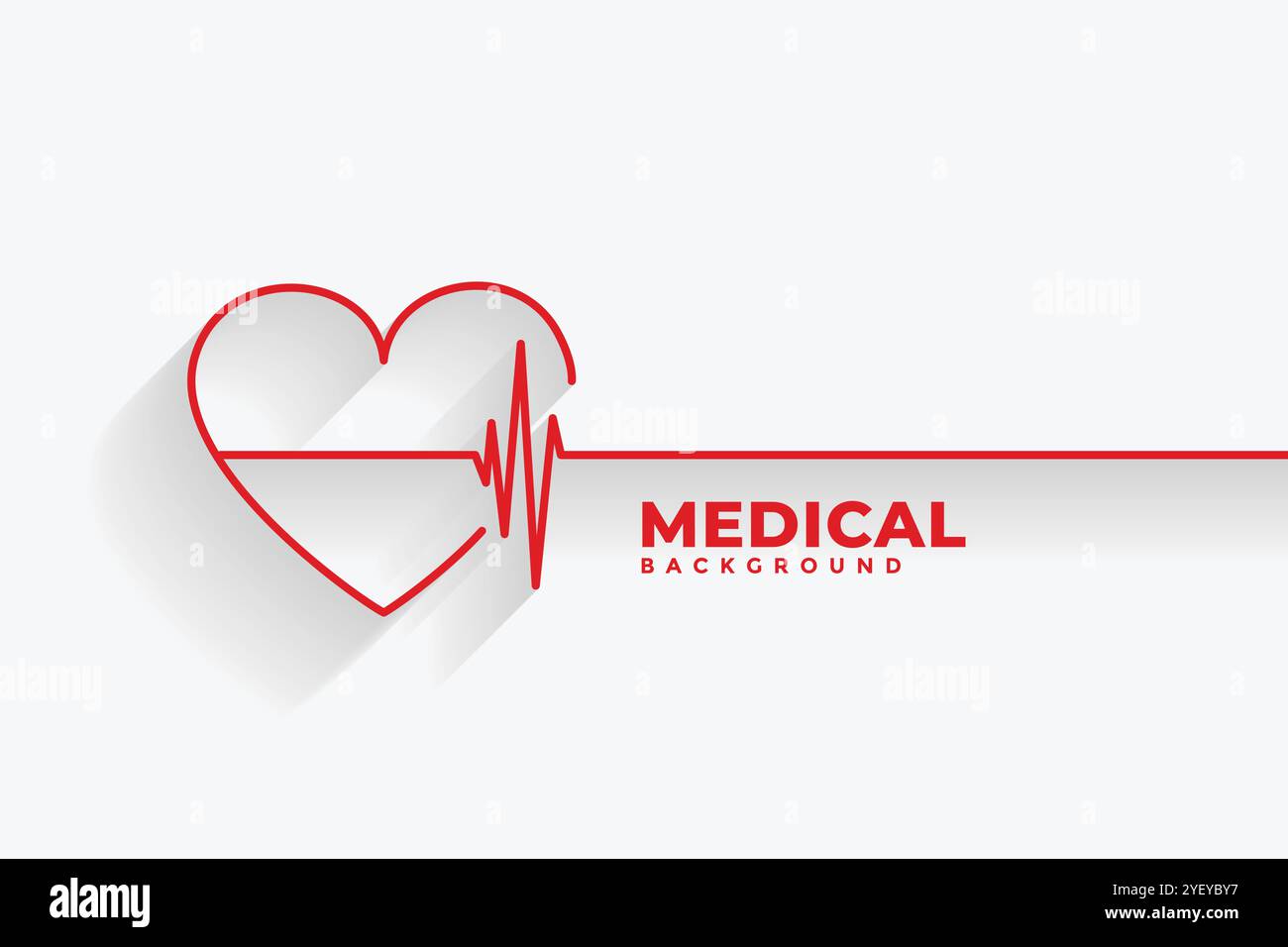 red heart with heartbeat line medical background Stock Vector Image ...