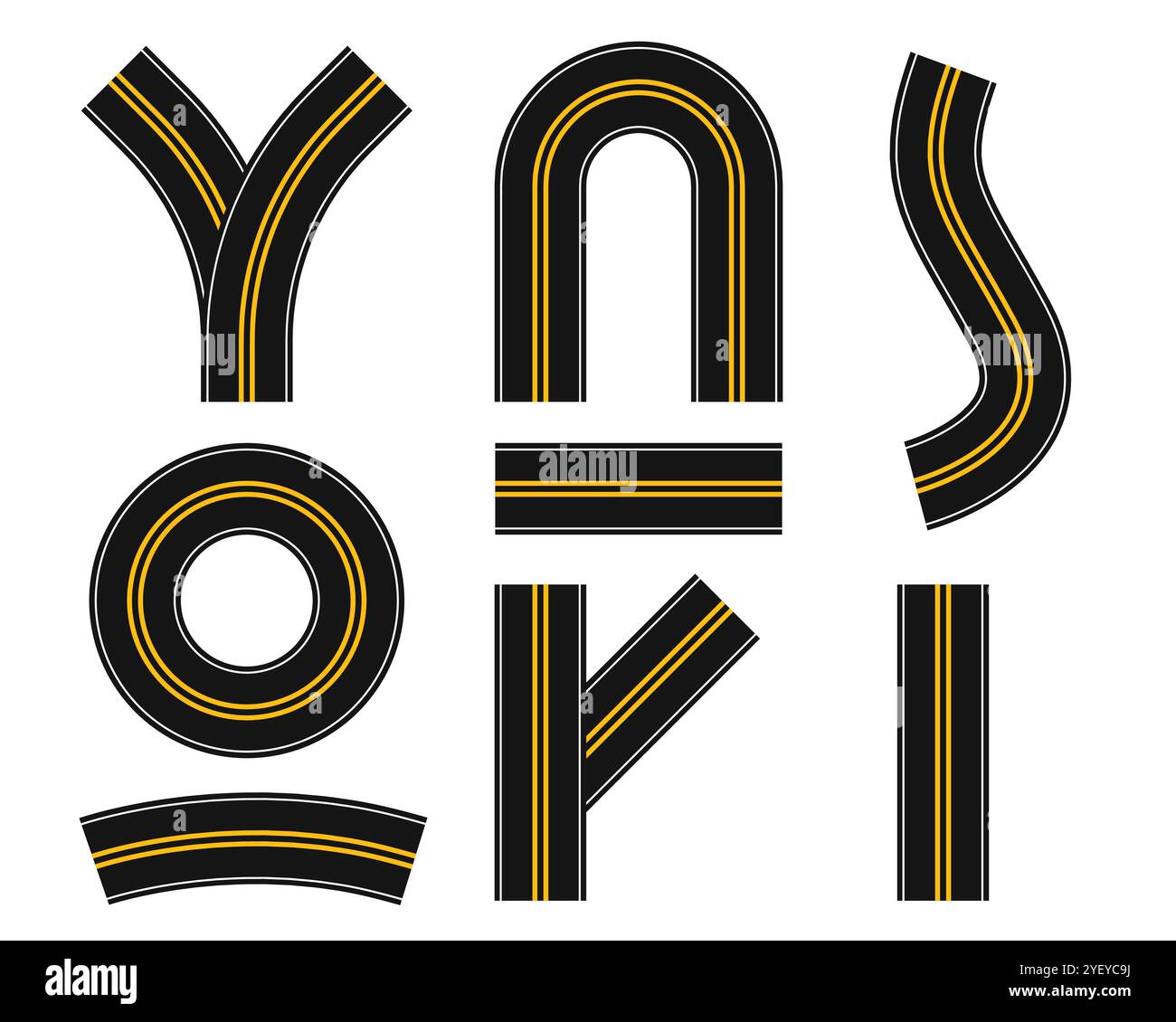 Road curve in route Cut Out Stock Images & Pictures - Alamy