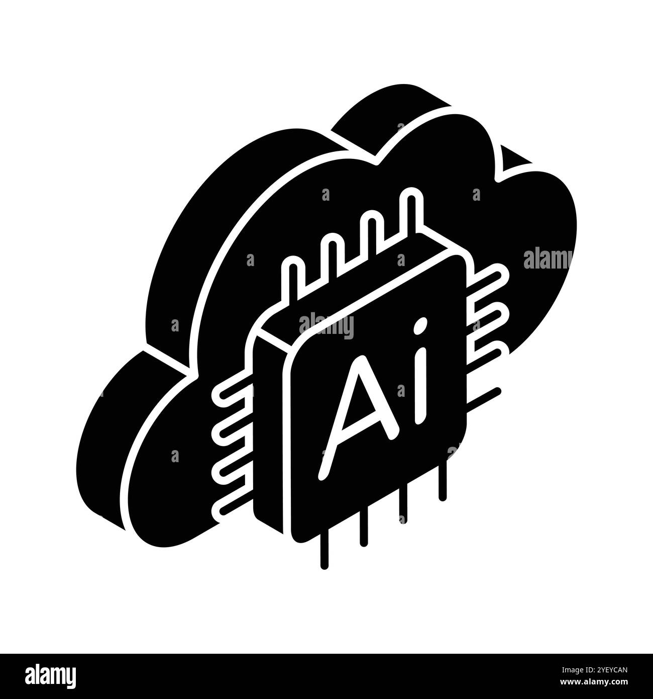 Microprocessor With Cloud Concept Isometric Icon Of Cloud Technology Ai Cloud Vector Stock