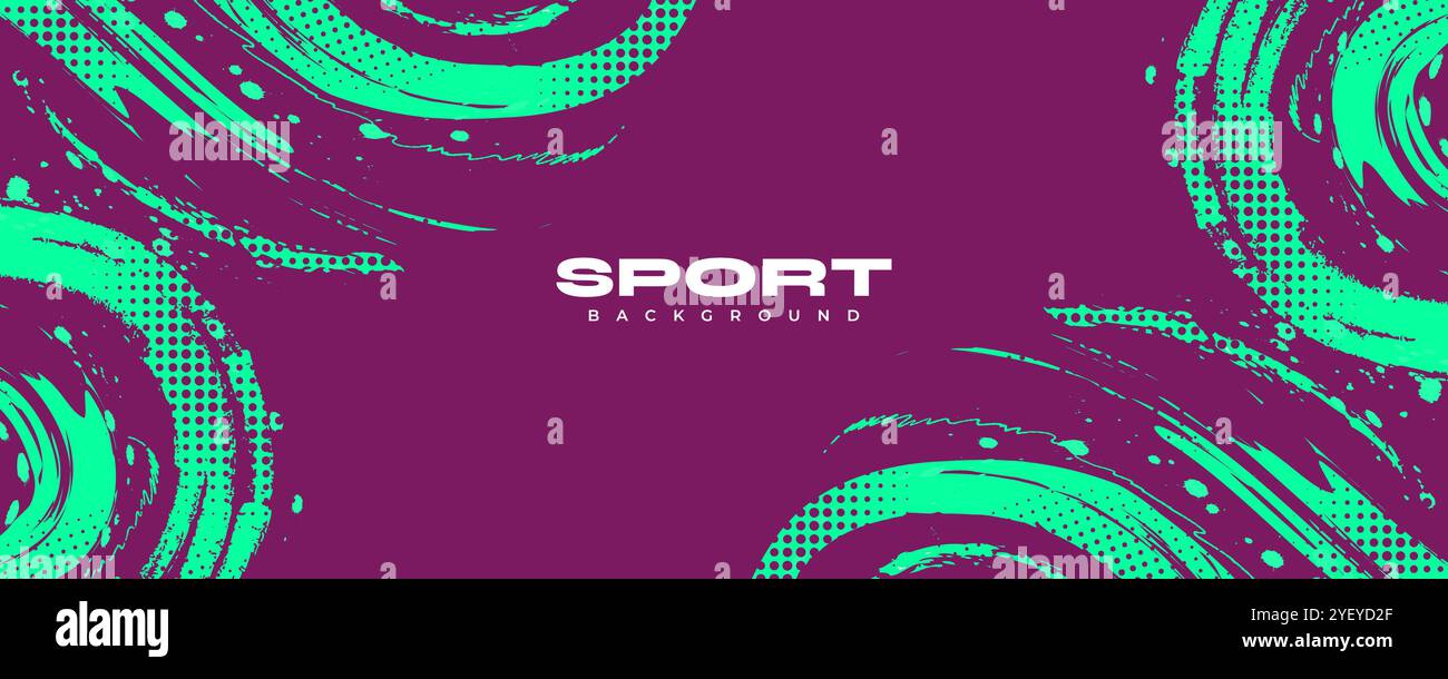Abstract Sports Background with Green and Purple Brush Texture and ...