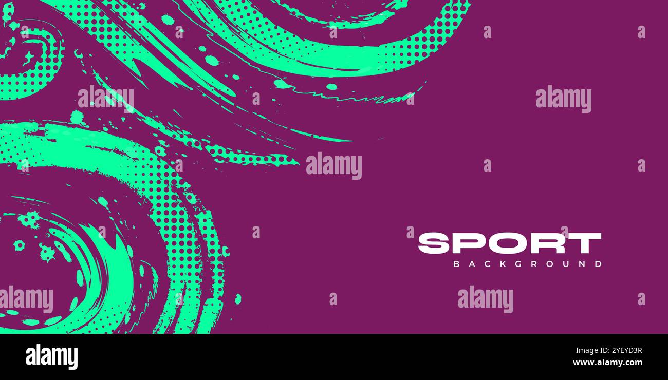 Abstract Sports Background with Green and Purple Brush Texture and ...
