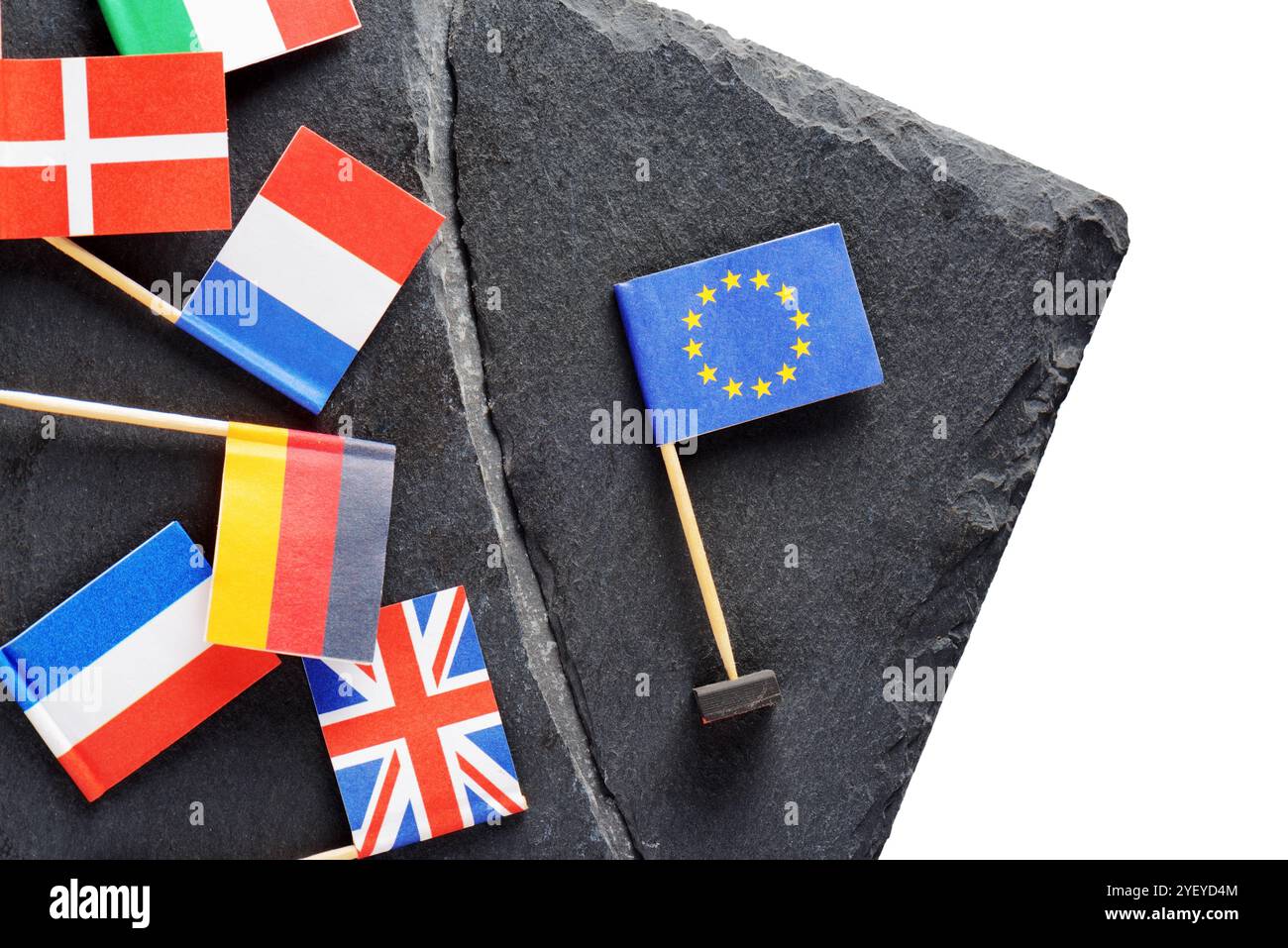 Political concept with small flags of the European Union Stock Photo ...