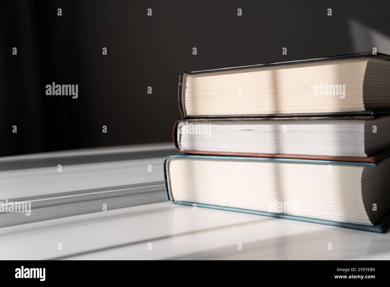 Stack of Hardcover Books with Stock Photo - Alamy