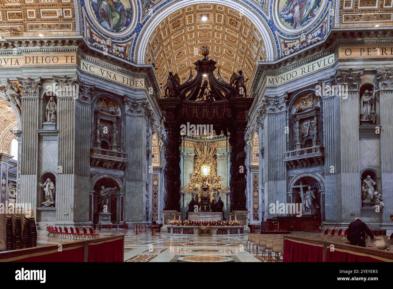 Beautiful architectural interiors in St. Peter Basilica in Vatican ...