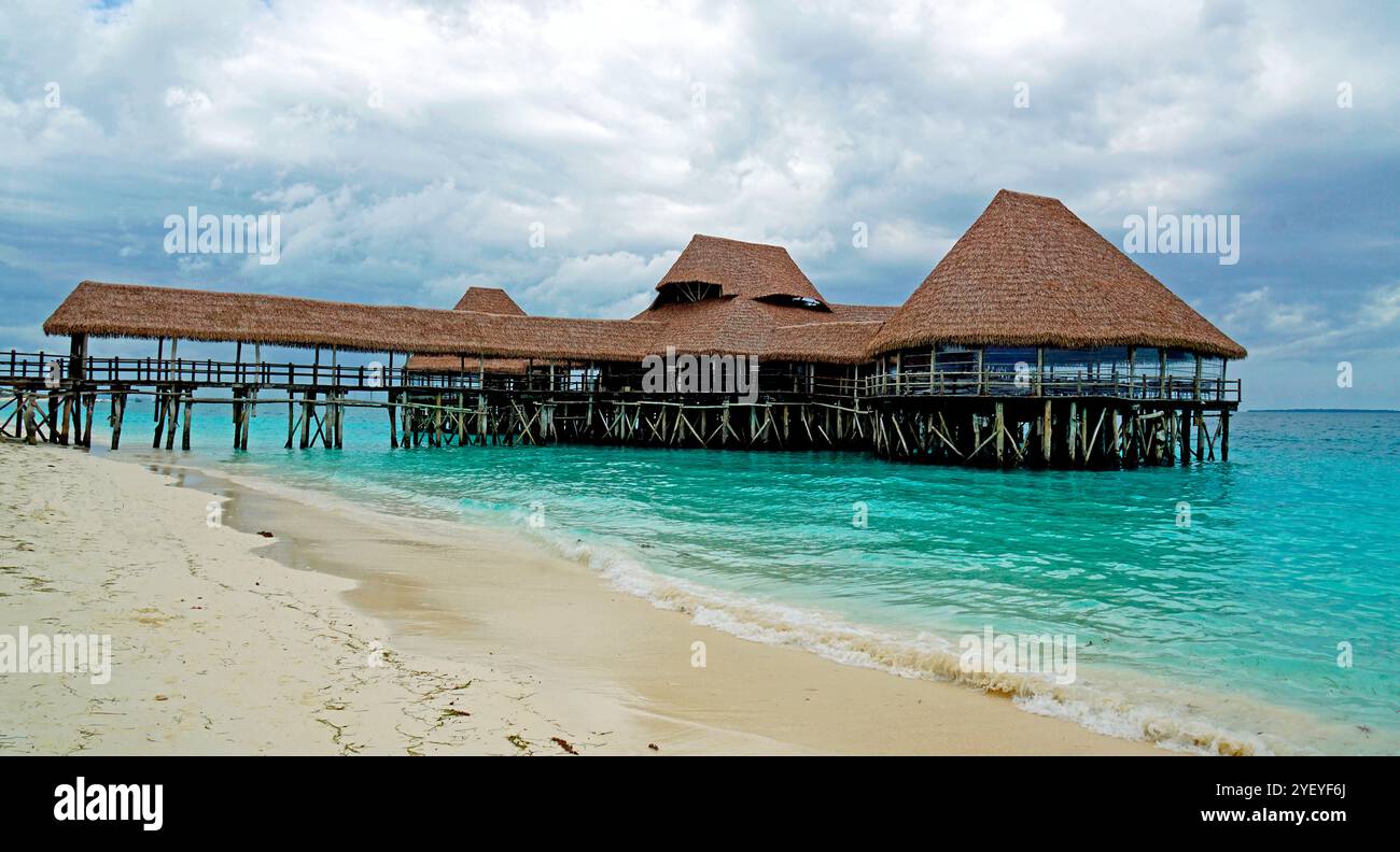 Cafe on water at Zanzibar island Stock Photo - Alamy