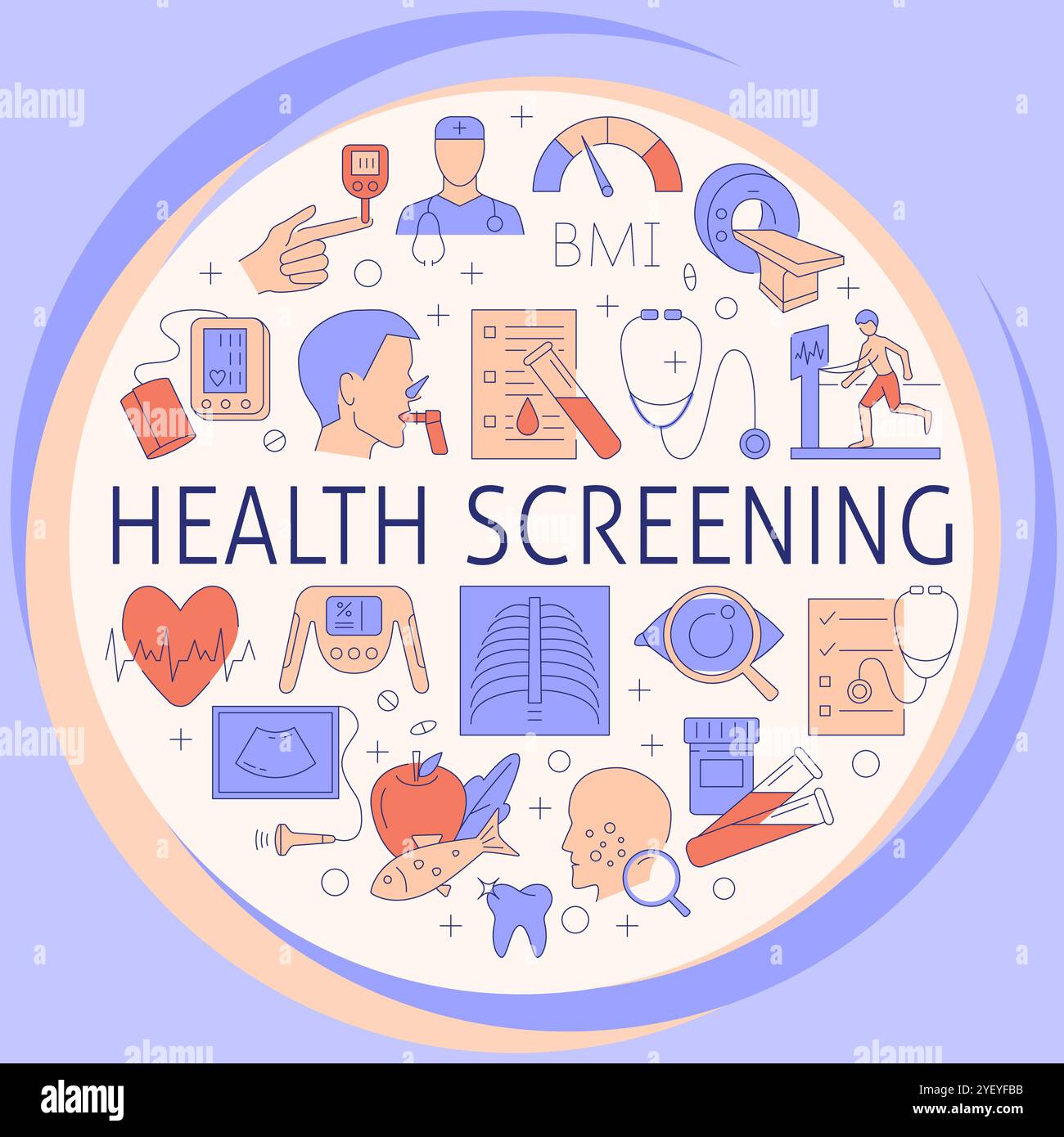 Health screening and diagnostics round poster. Healthcare and medicine ...