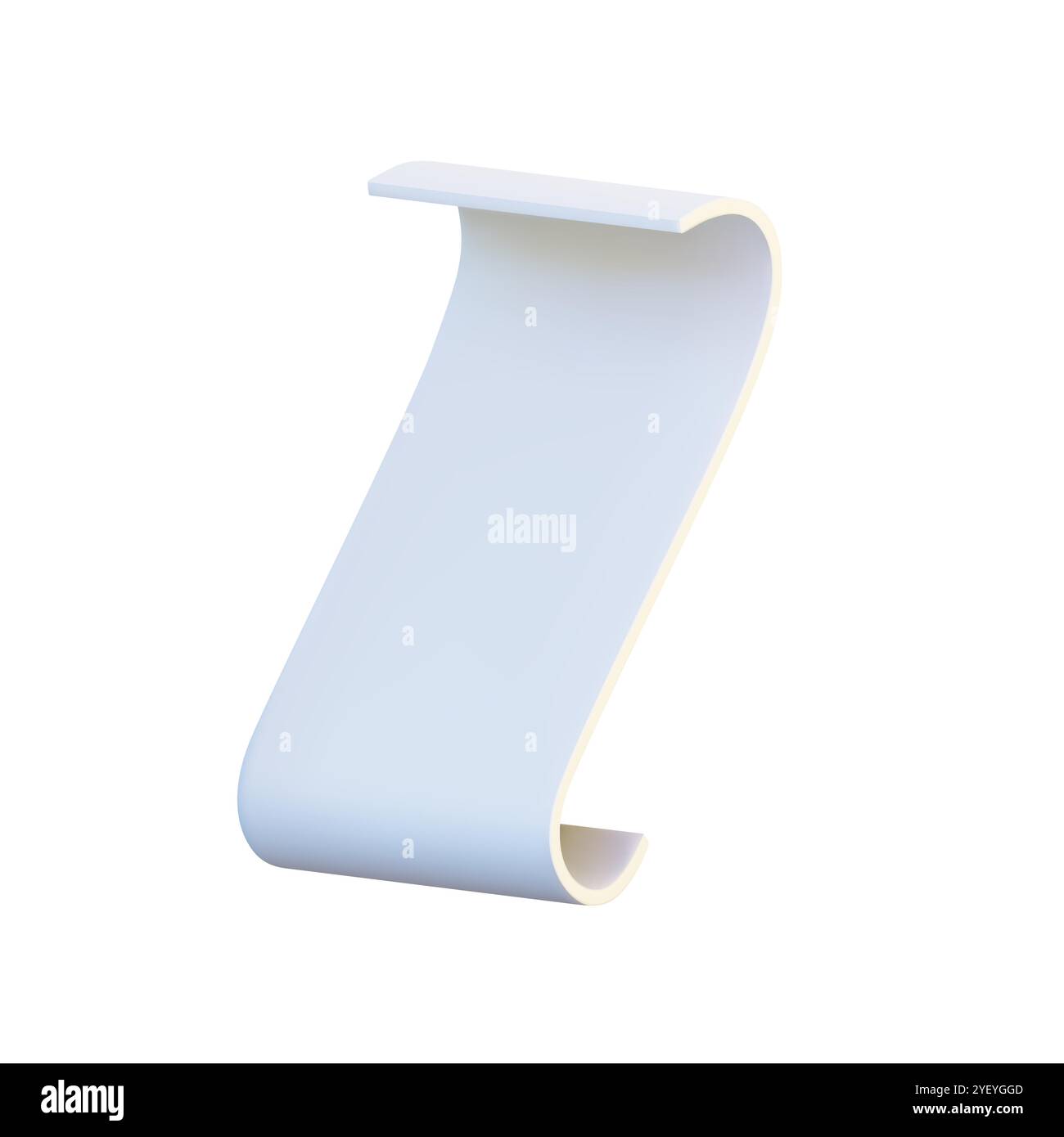 3D vector illustration of single sheet of paper with gentle curl ...