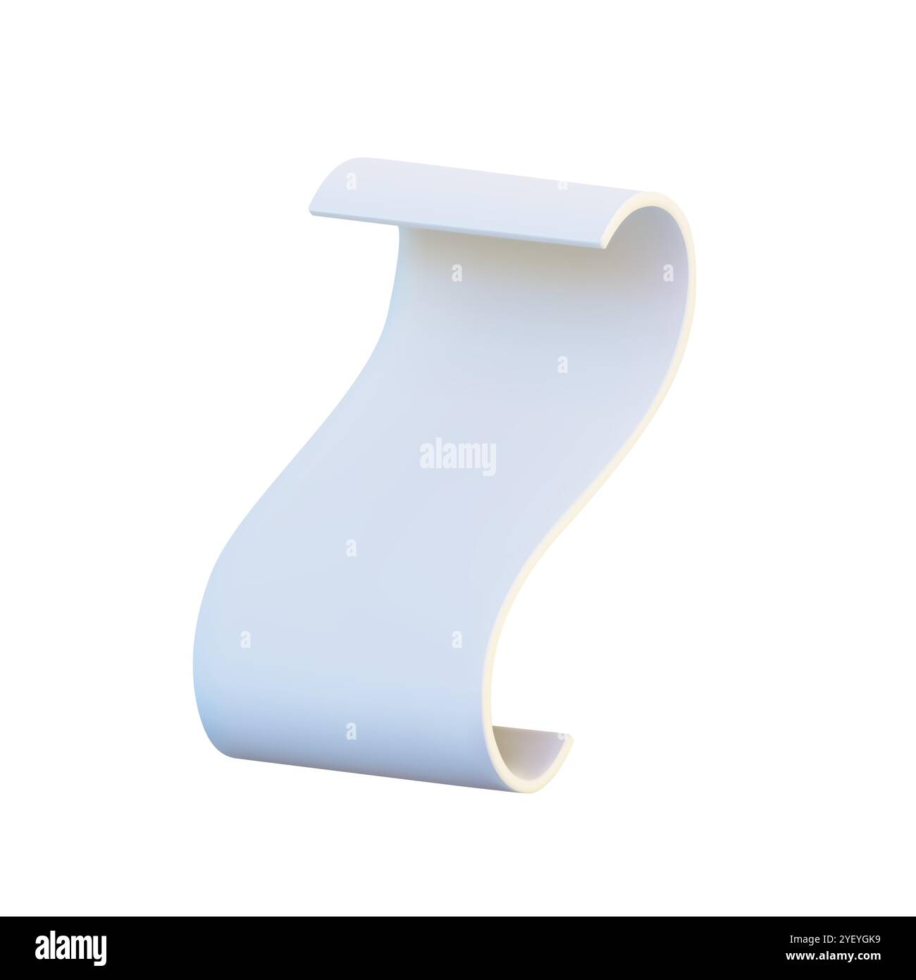 3D vector illustration of single sheet of paper with gentle curl ...