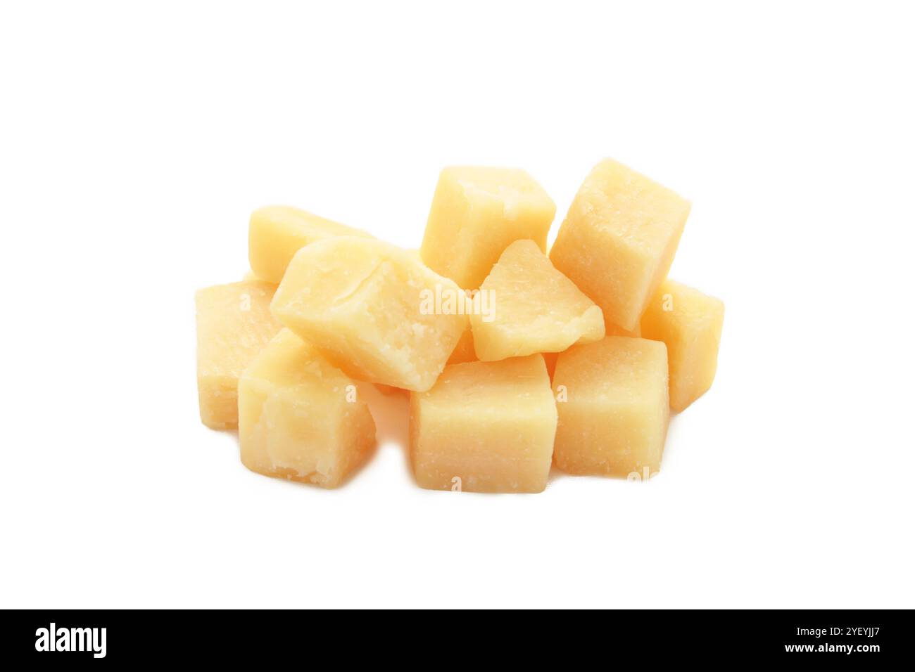 Cheese cubes isolated on white background. Parmesan. top view Stock ...