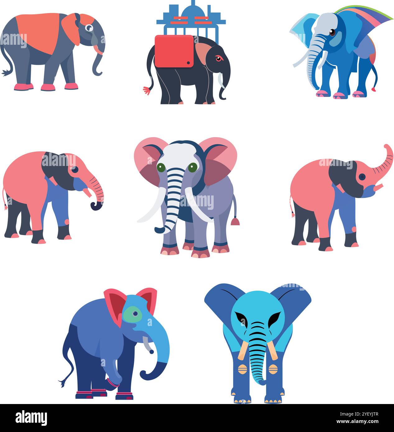 Abstract set of elephants icons colored Stock Vector Image & Art - Alamy