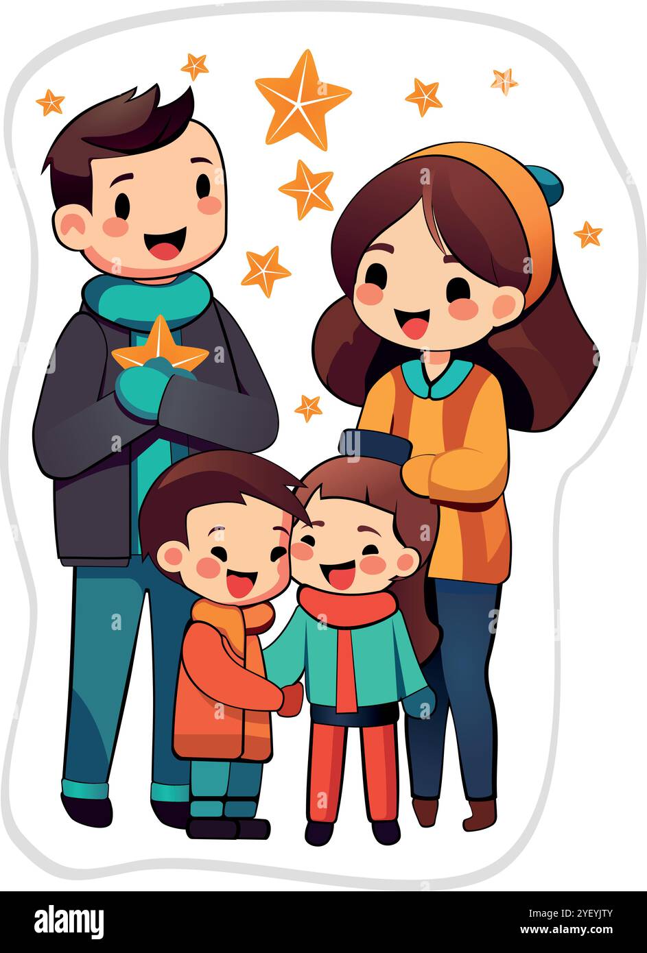 Family with festive mood and stars Stock Vector Image & Art - Alamy