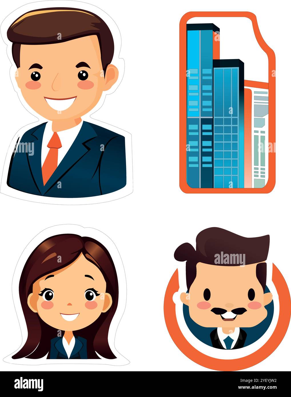 Building and employees business icons Stock Vector Image & Art - Alamy