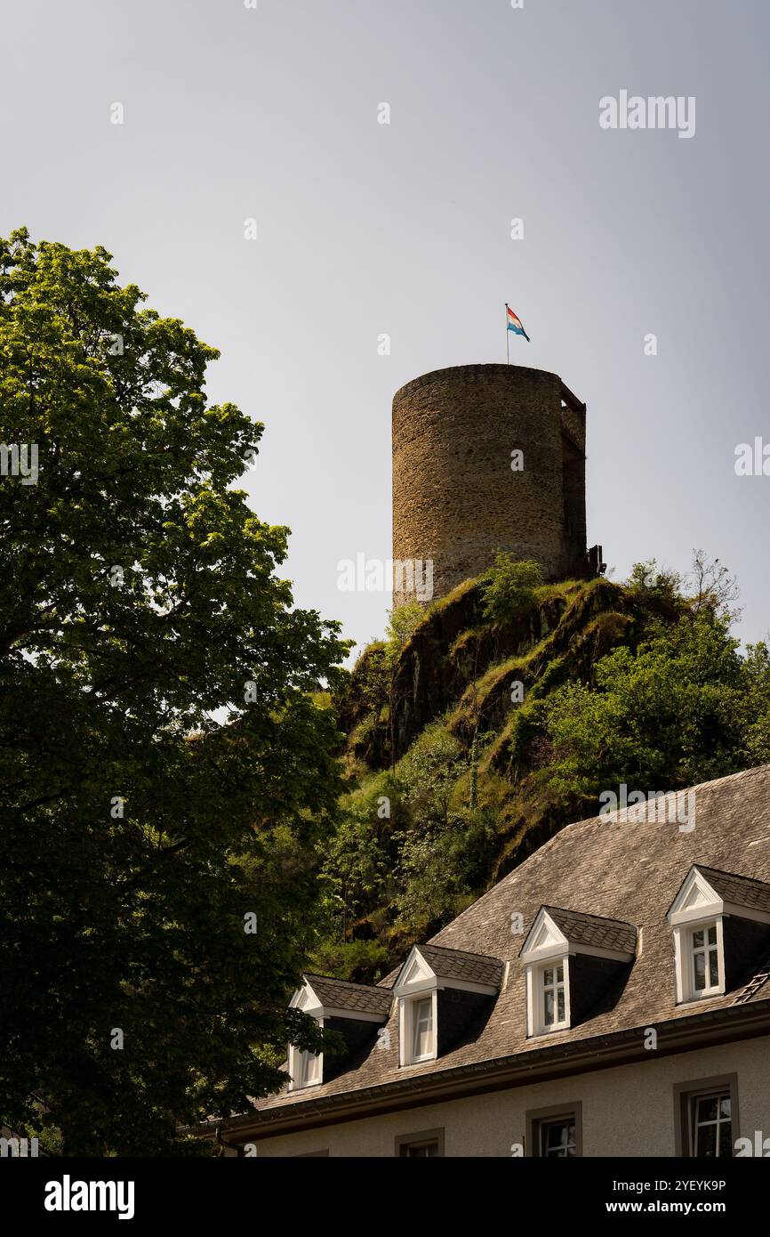 Watchtower of the Esch-sur-Sure Castle Stock Photo - Alamy