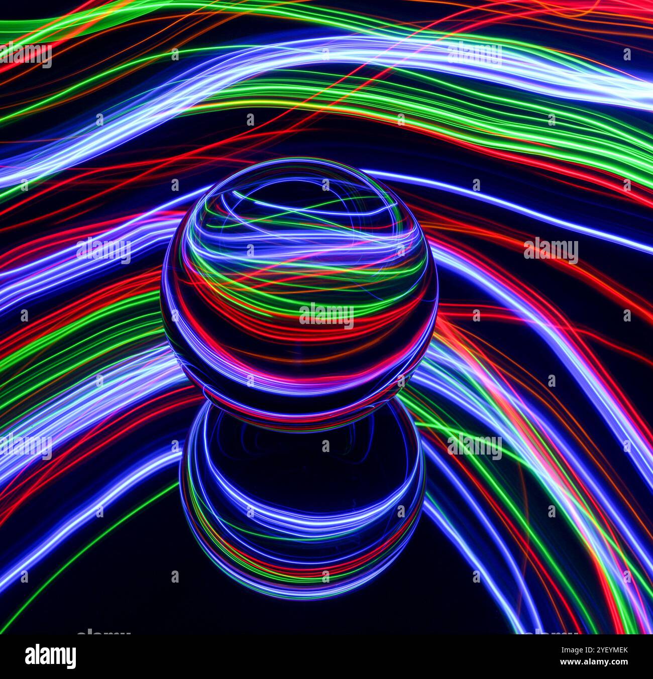 A long exposure photograph. Light painting photography. Swirls of ...