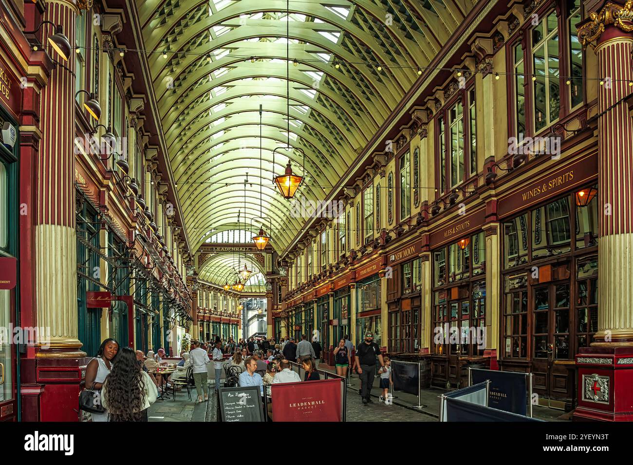 Leadenhall Market, historic Victorian covered market with clothing and ...