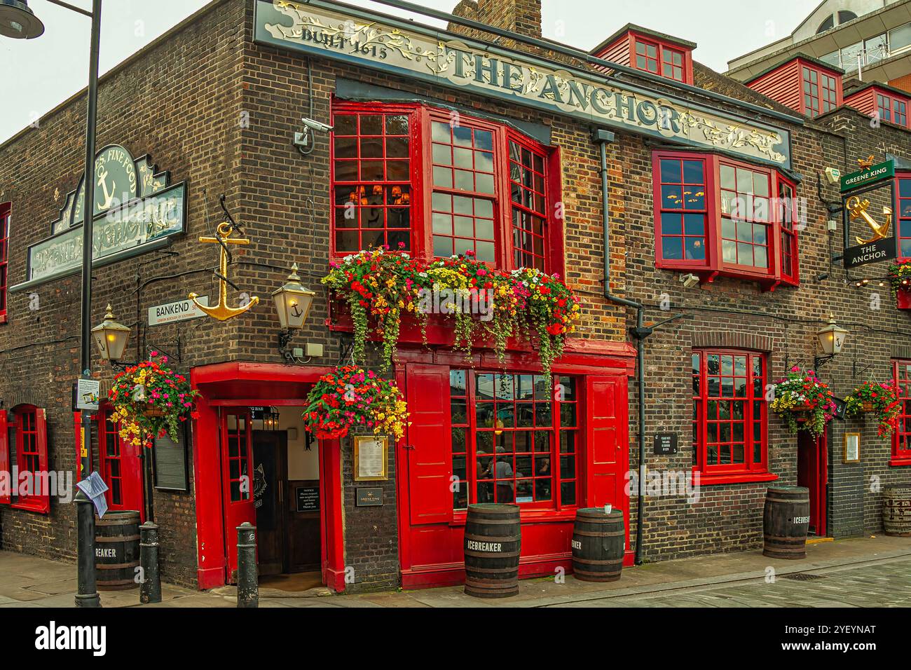 The Anchor pub on Bankside in Southwark a traditional old London pub ...