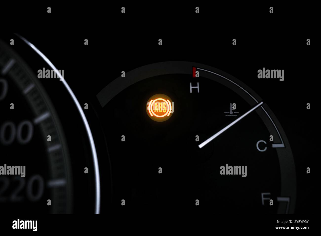 Car ABS warning light , Close up of ABS warning light blinking on car ...