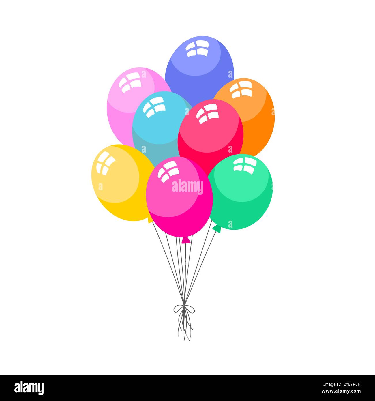 Balloons Set. Cartoon Style. Bunch of balloons. Birthday party Stock ...
