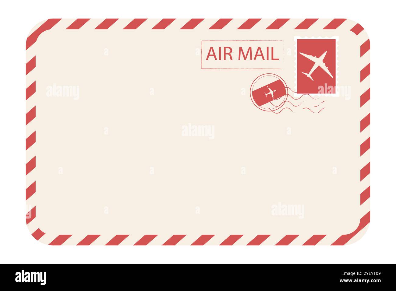 Air mail envelope with spriped border, stamp and mark. Retro Vintage ...