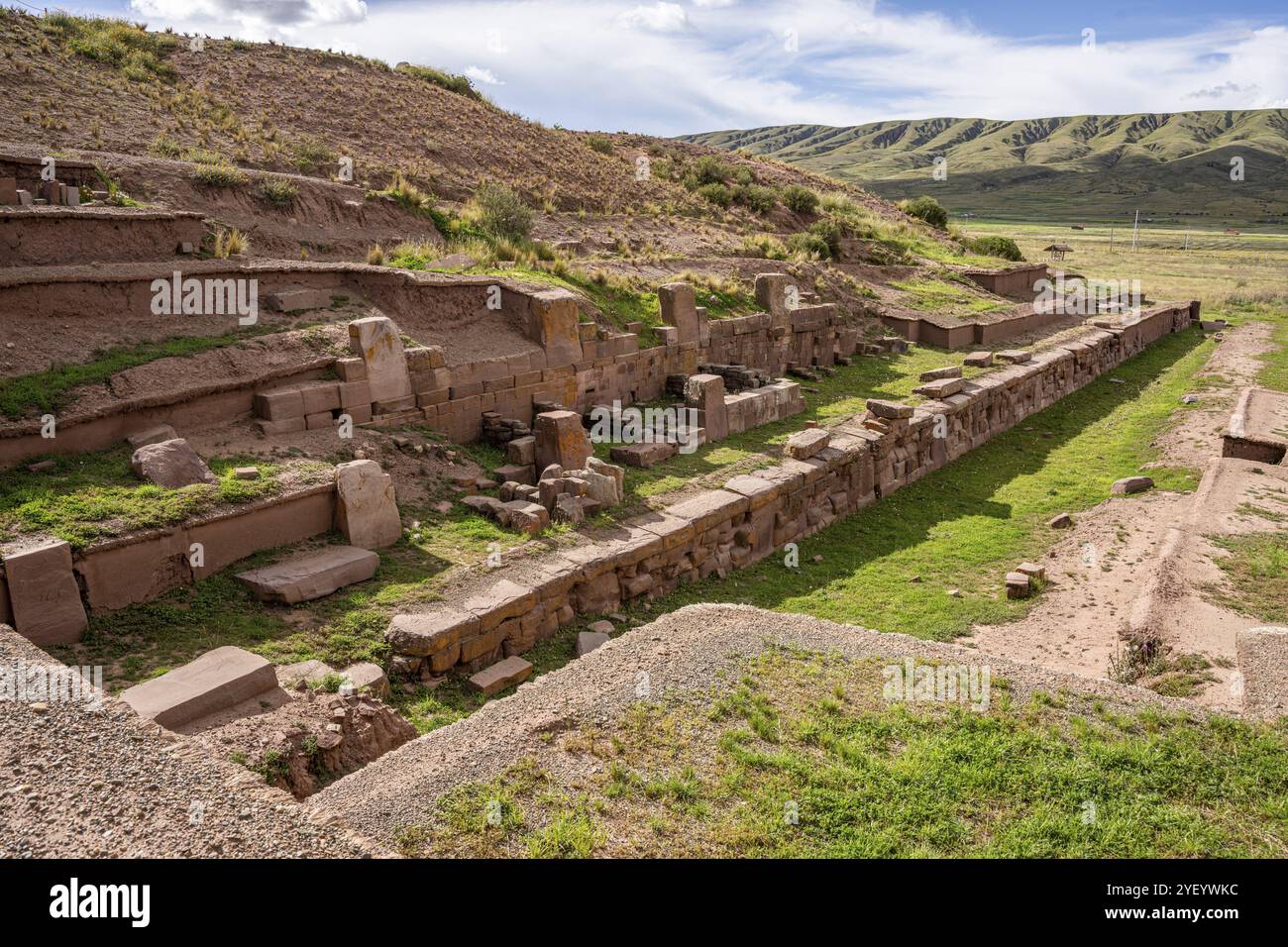 Historical excavation site Akapana, Tiwanaku, Bolivia, South America ...