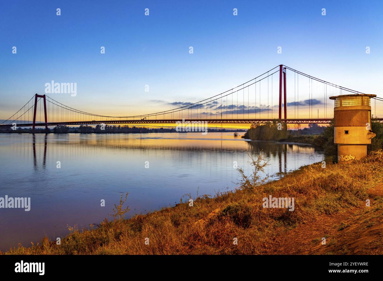 The Emmerich Rhine Bridge, federal road B220, evening light, at 803 m ...