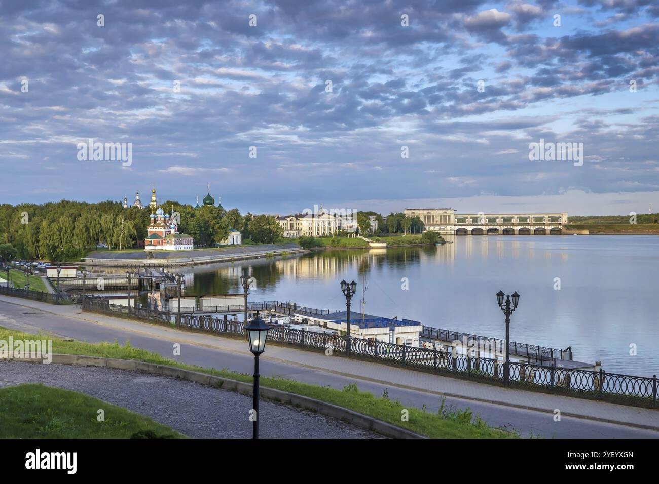 Overlook over an orthodox church and the volga river hi-res stock ...