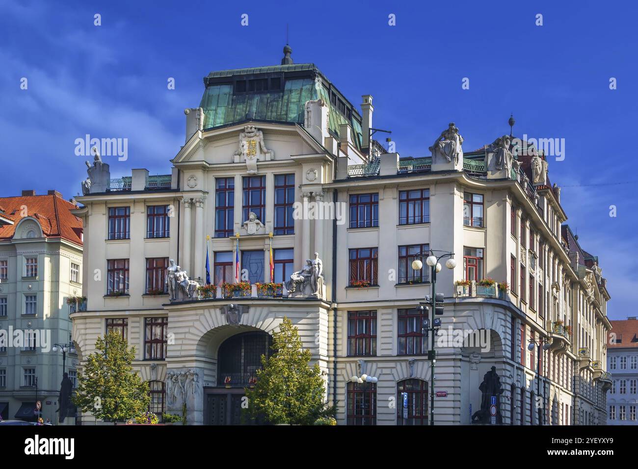 Building of Prague New City Hall, Czech republic Stock Photo - Alamy