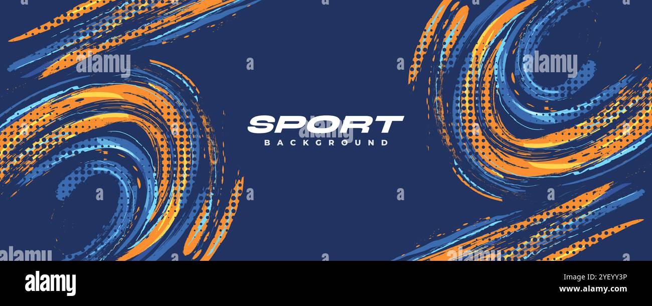 Abstract Sports Background with Blue and Orange Brush Texture and ...