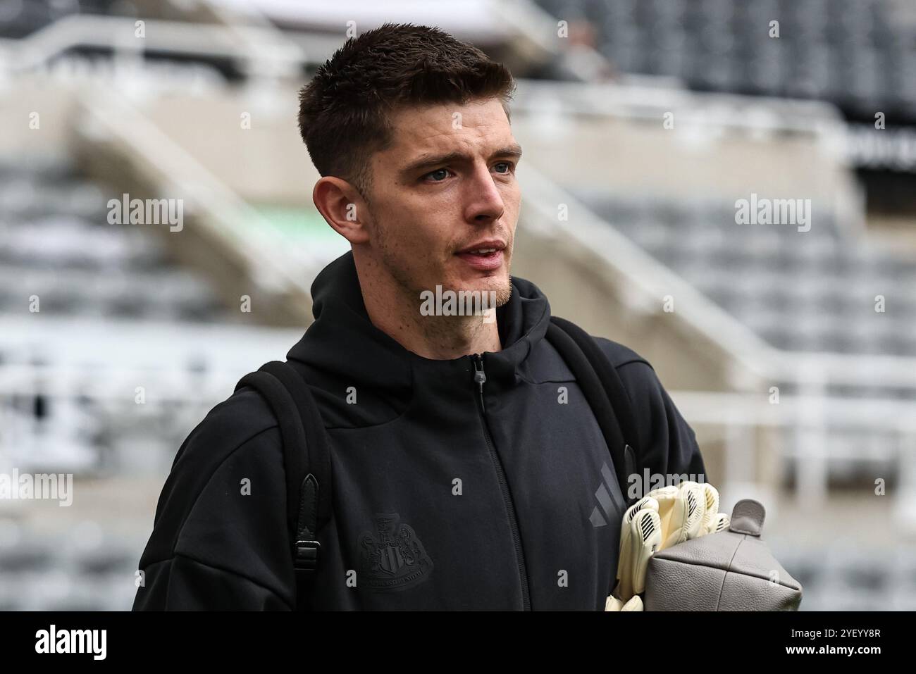 Nick Pope of Newcastle United arrives during the Premier League match ...