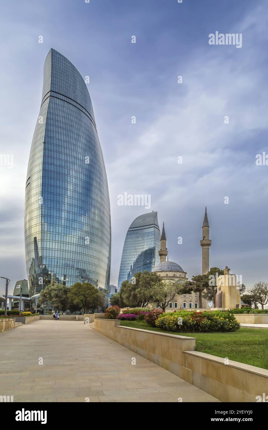 View of Flame Towers, Baku, Azerbaijan, Asia Stock Photo - Alamy