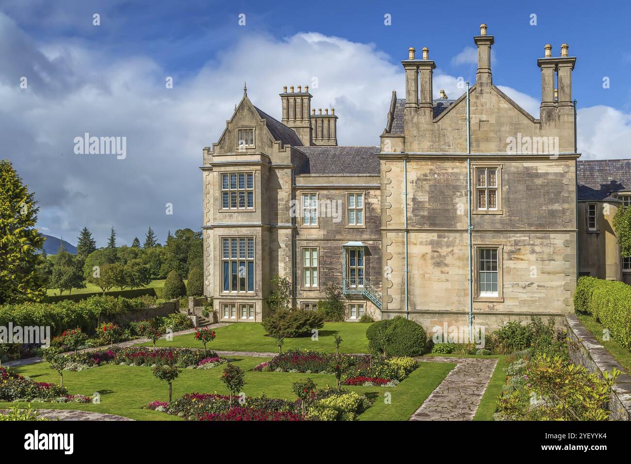 Muckross House is located between two of the lakes of Killarney in ...