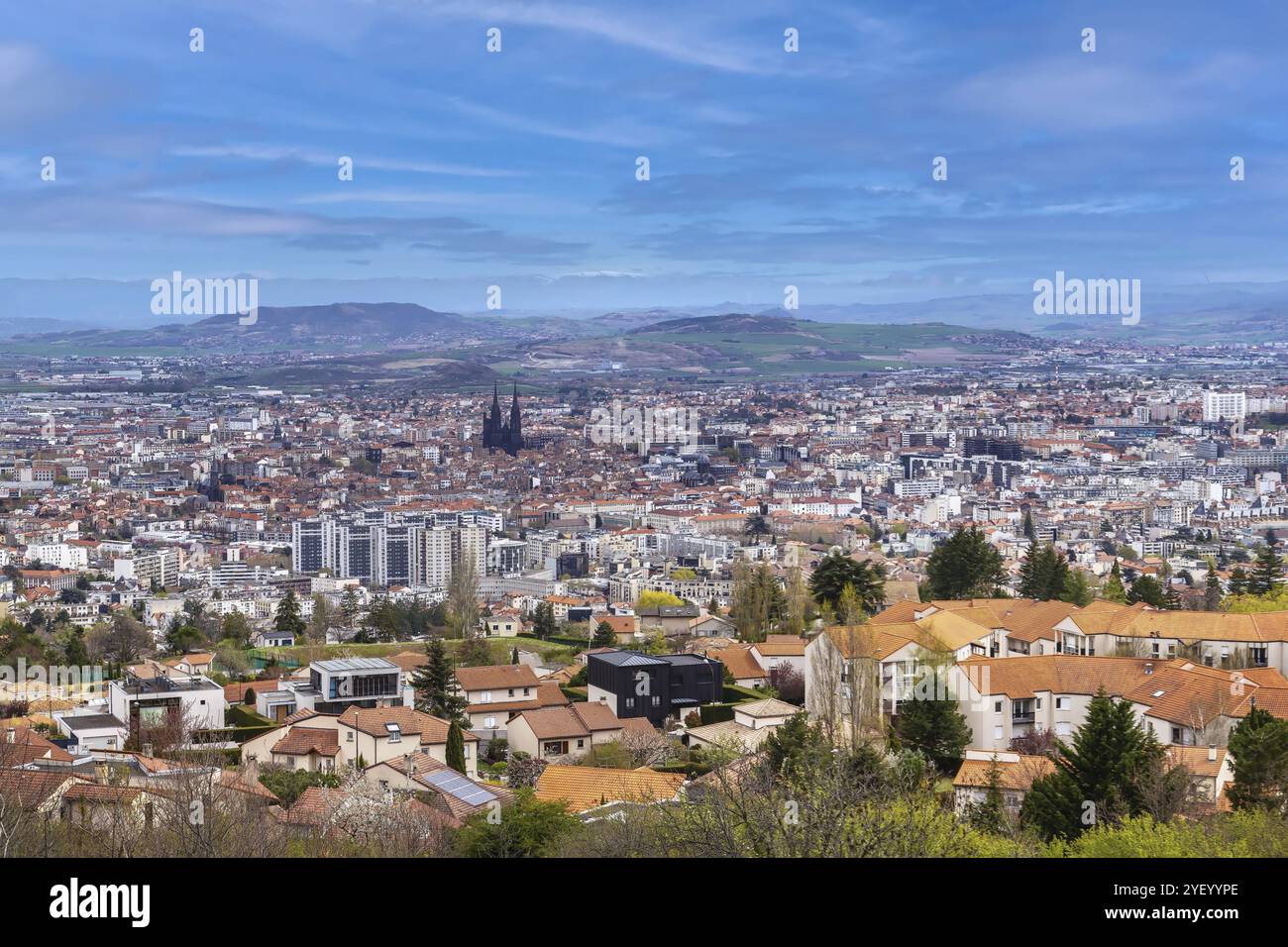 Aerial view of Clermont-Ferrand from viewpoint, France, Europe Stock ...