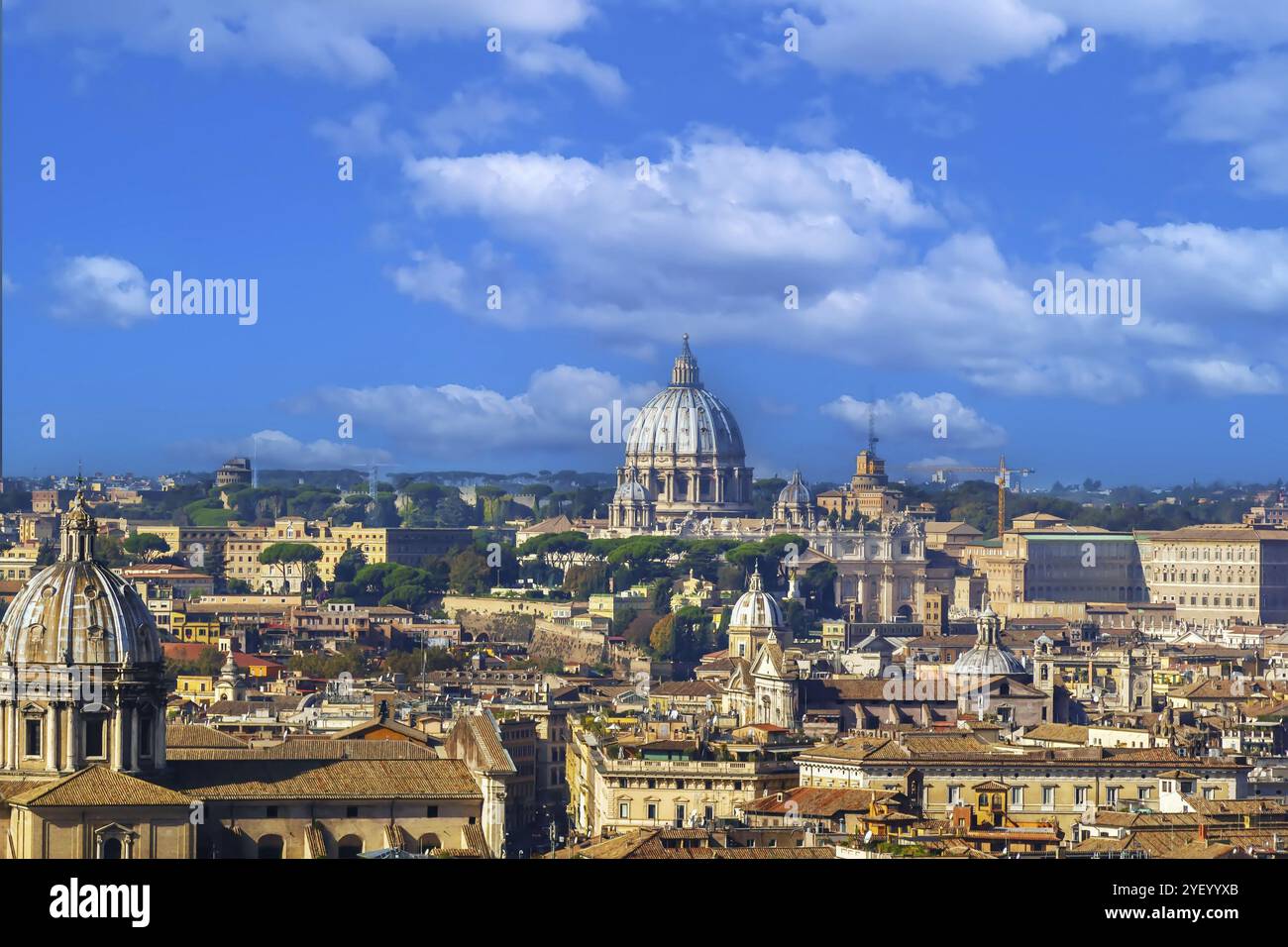 View of Rome with St. Peter's Basilica from Monument to Victor Emmanuel ...