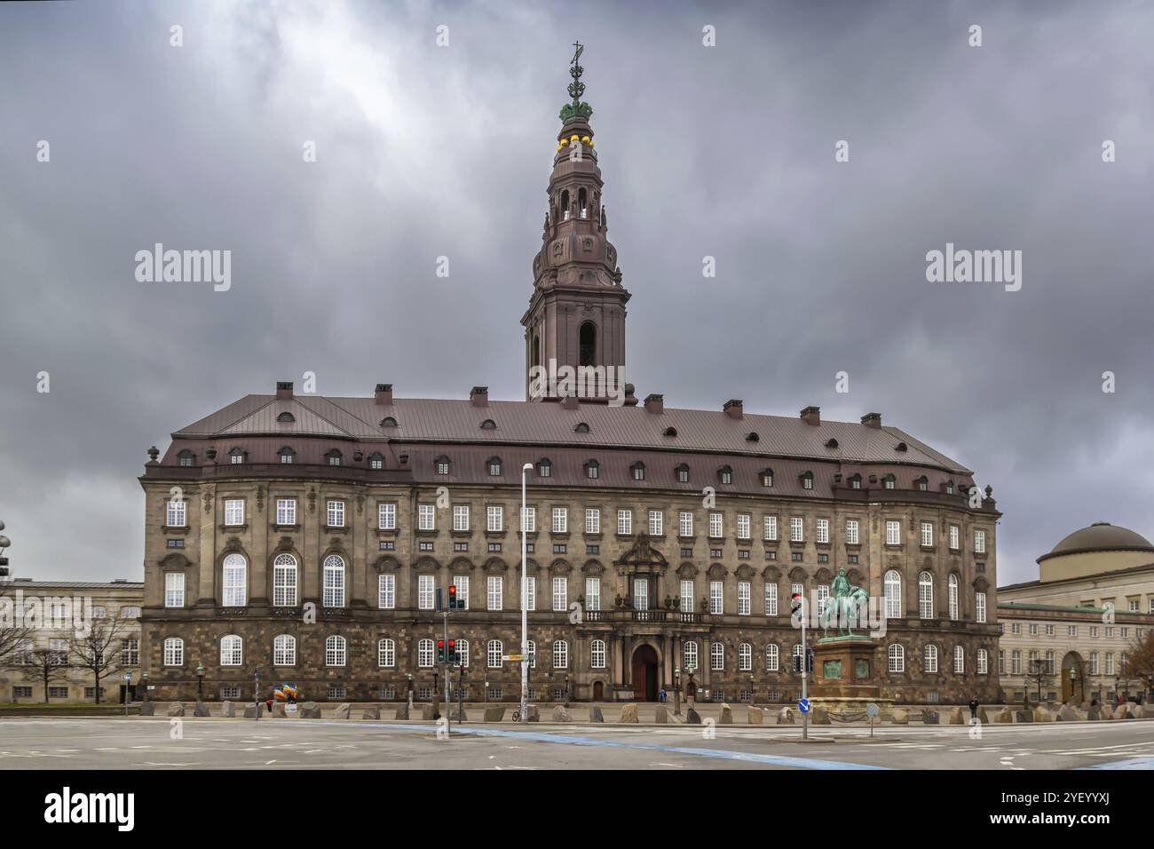 Christiansborg Palace in central Copenhagen, is the seat of the Danish ...