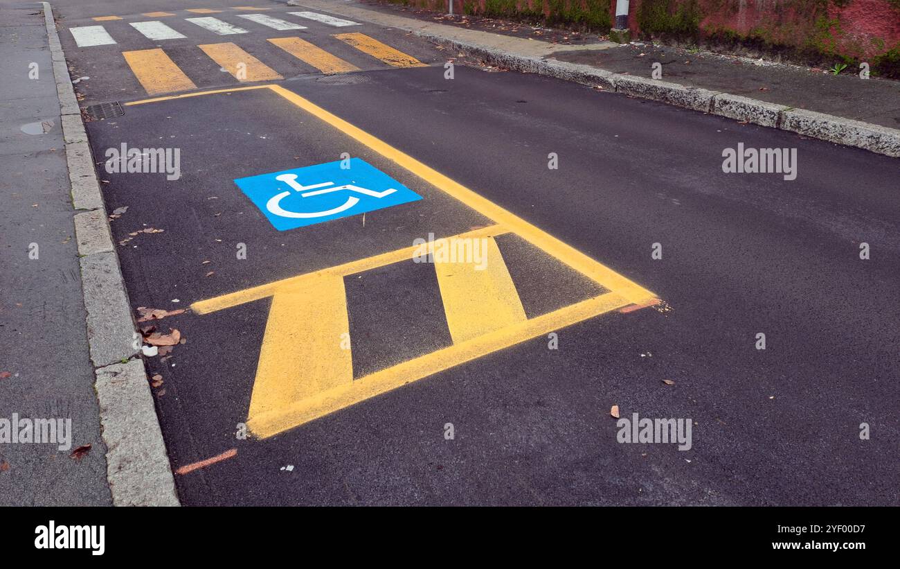 Road sign symbol of disability one parking space for disabled Stock ...