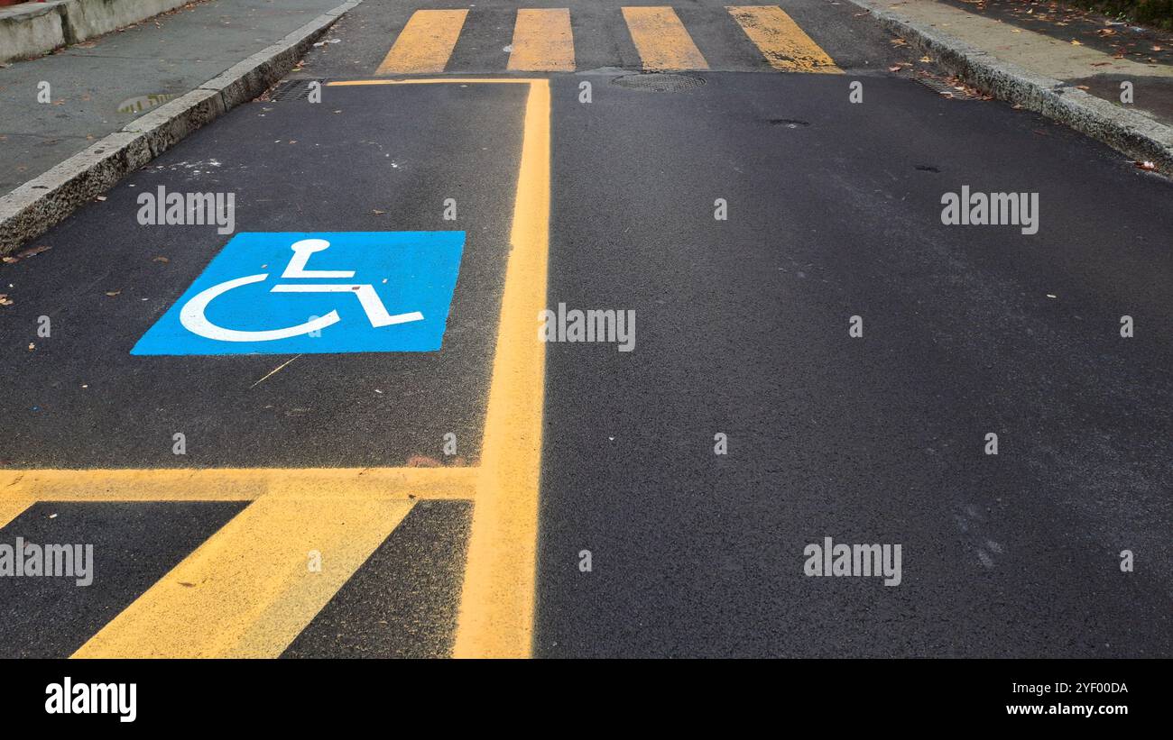 Road sign symbol of disability one parking space for disabled Stock ...