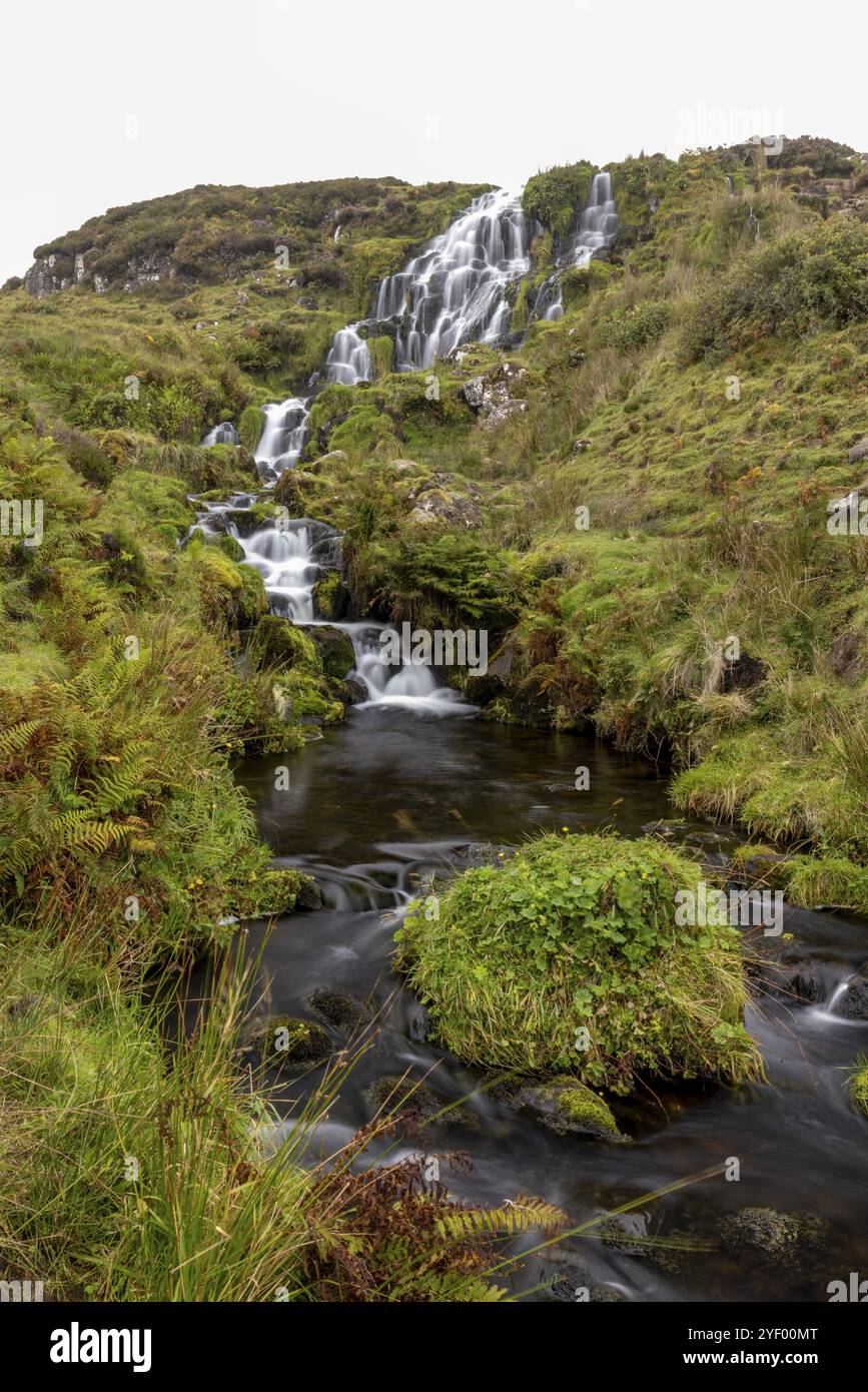 Bride's Veil Falls, waterfall above Bearreaig Bay, east coast, Isle of ...