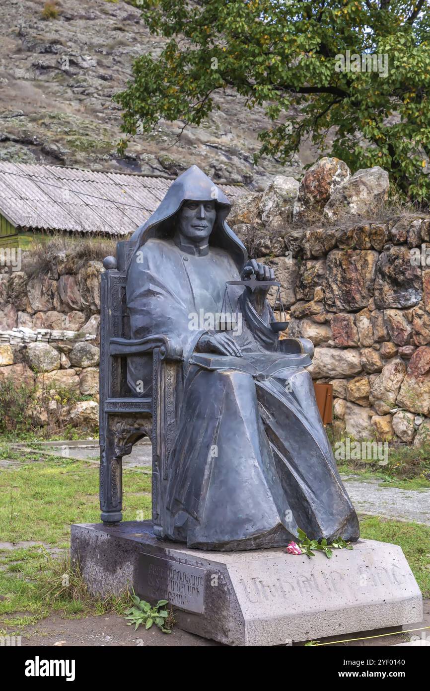 Statue of Mkhitar Gosh in Monastic complex of Goshavank, Armenia, Asia ...