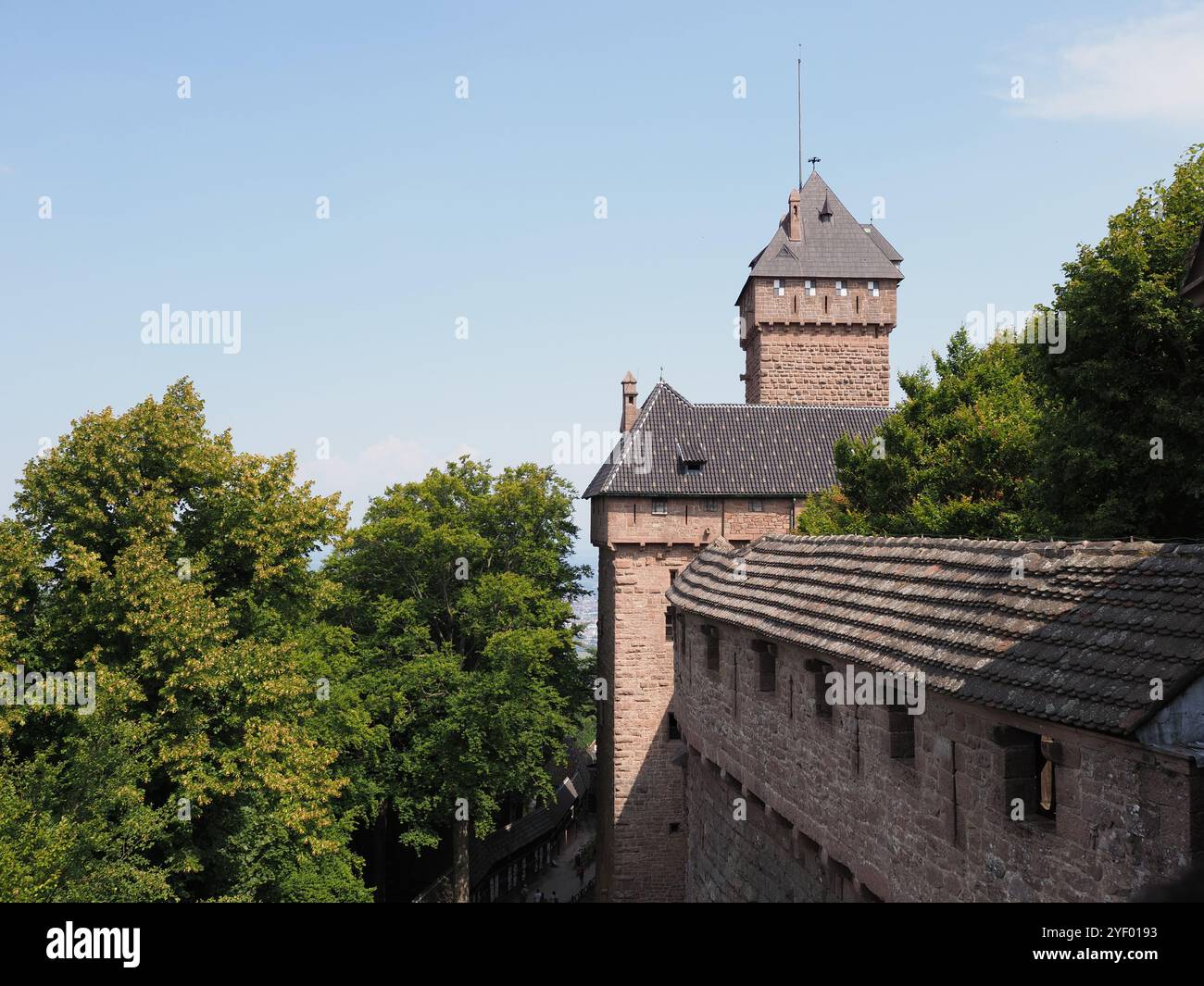 Panoramic castle walls of Koenigsbourg in European Orschwiller town of ...