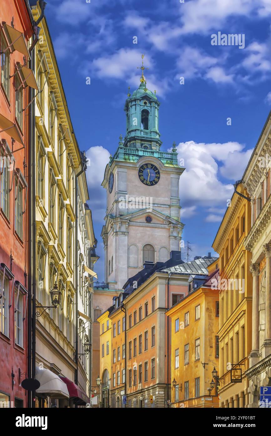 Church of St. Nicholas is the oldest church in Gamla Stan, the old town ...