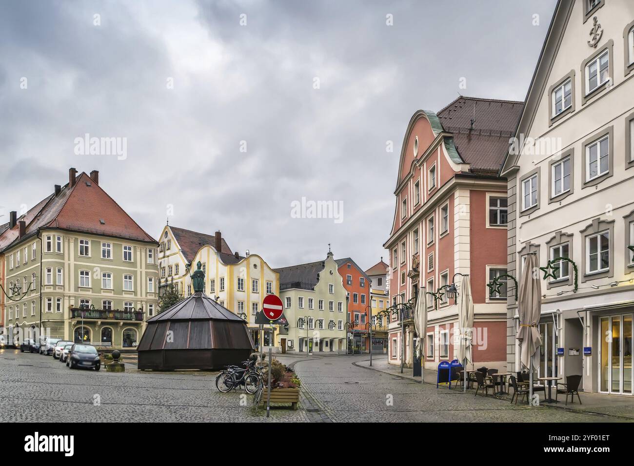 Main market square with historical houses in Eichstatt, Germany, Europe ...