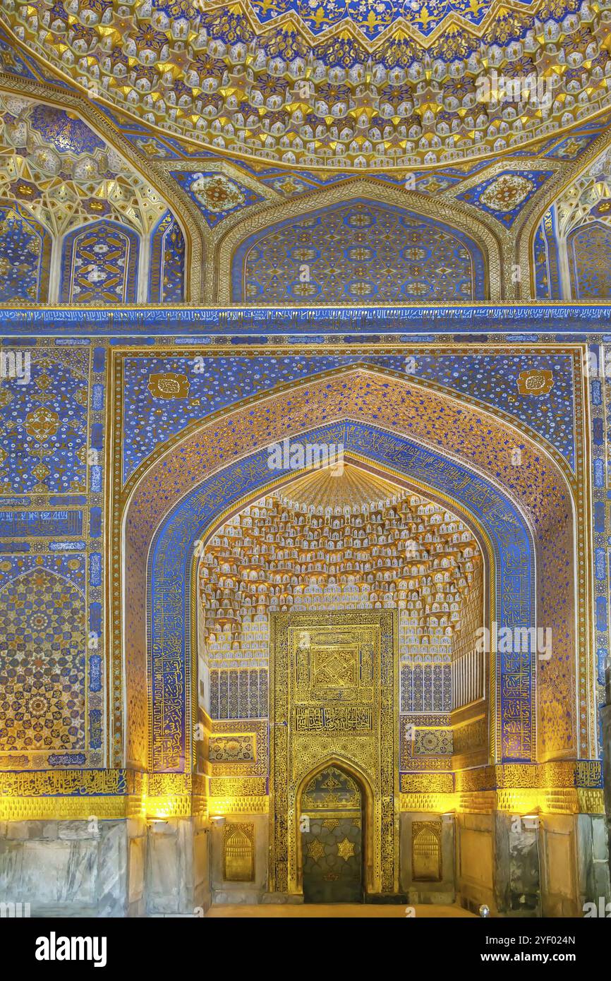 Interior of Prayer Hall in Tilya Kori Madrasa, Samarkand, Uzbekistan ...