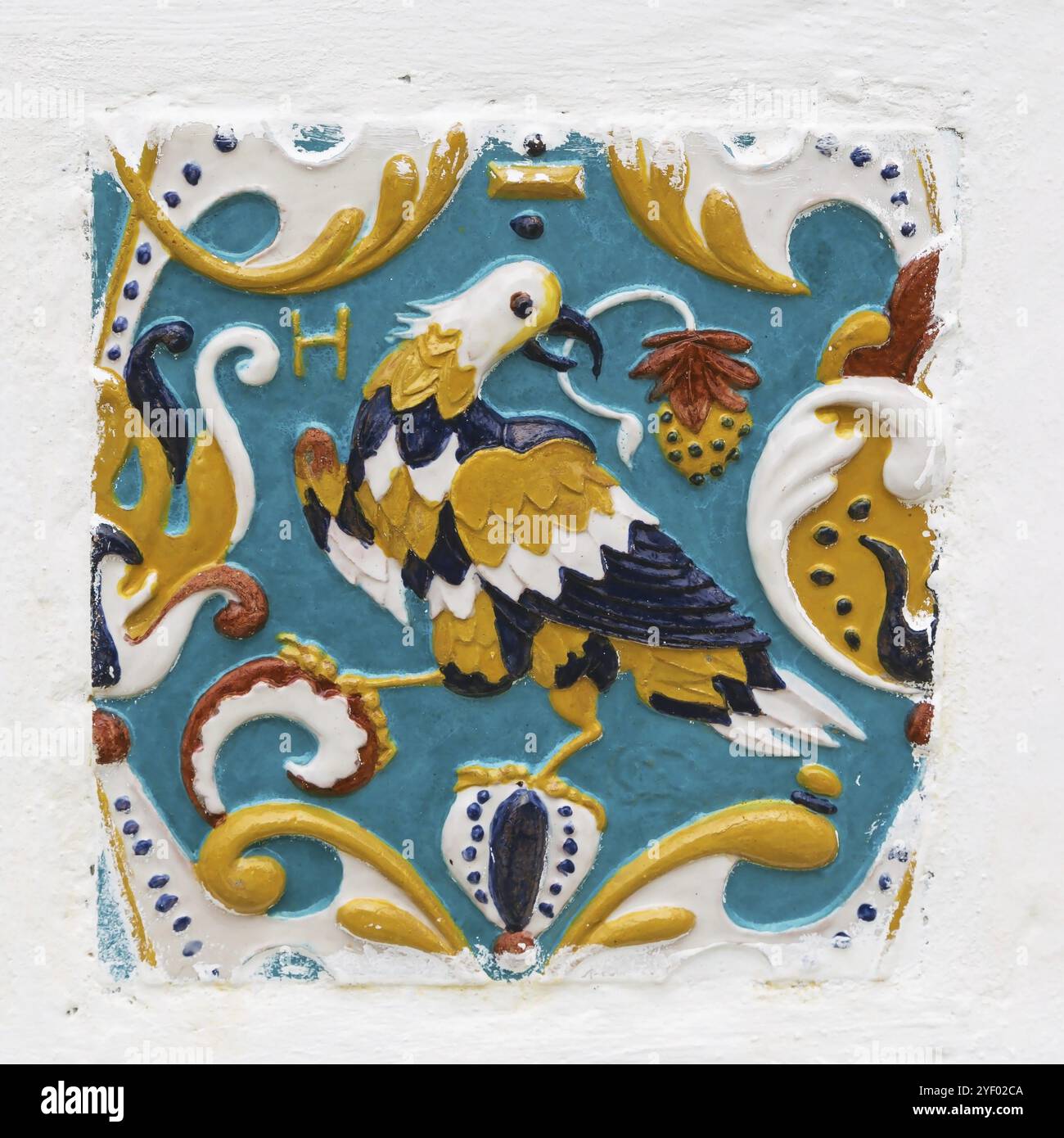 Ceramic tile on a wall of Church of John the Baptist in Alexey ...