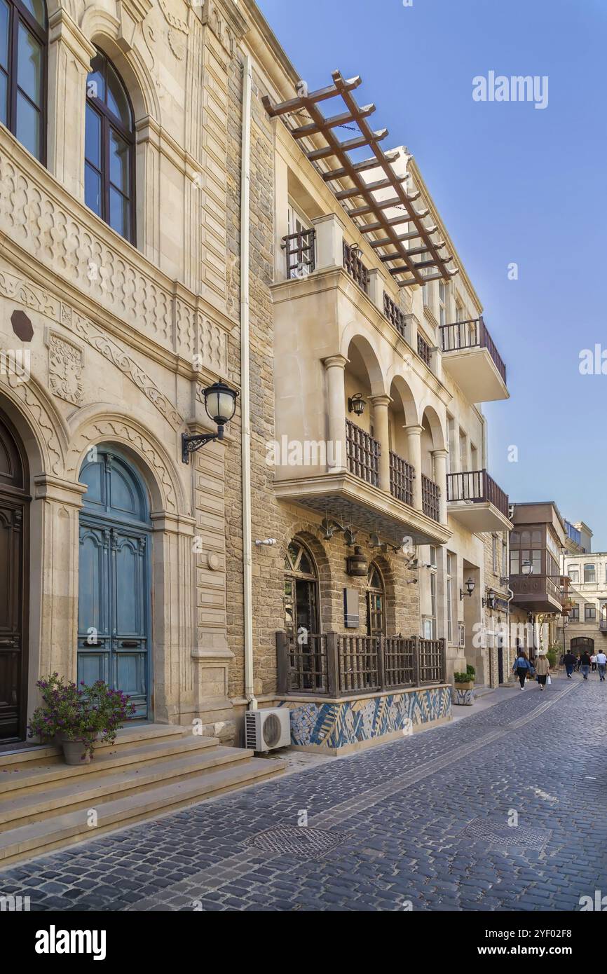 Street in Old City is the historical core of Baku, Azerbaijan, Asia ...