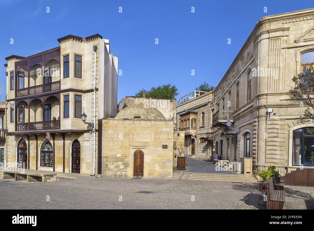 Street in Old City is the historical core of Baku, Azerbaijan, Asia Stock Photo - Alamy
