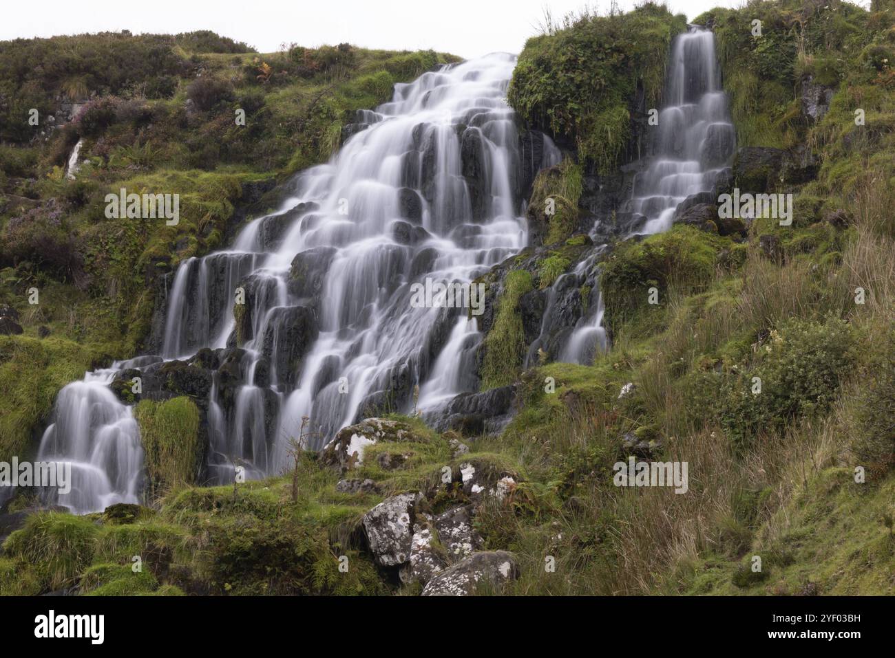 Bride's Veil Falls, waterfall above Bearreaig Bay, east coast, Isle of ...