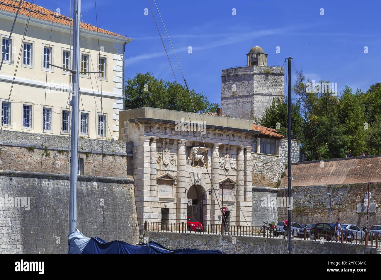 View of Land Gate and Captain's tower in Zadar, Croatia, Europe Stock ...